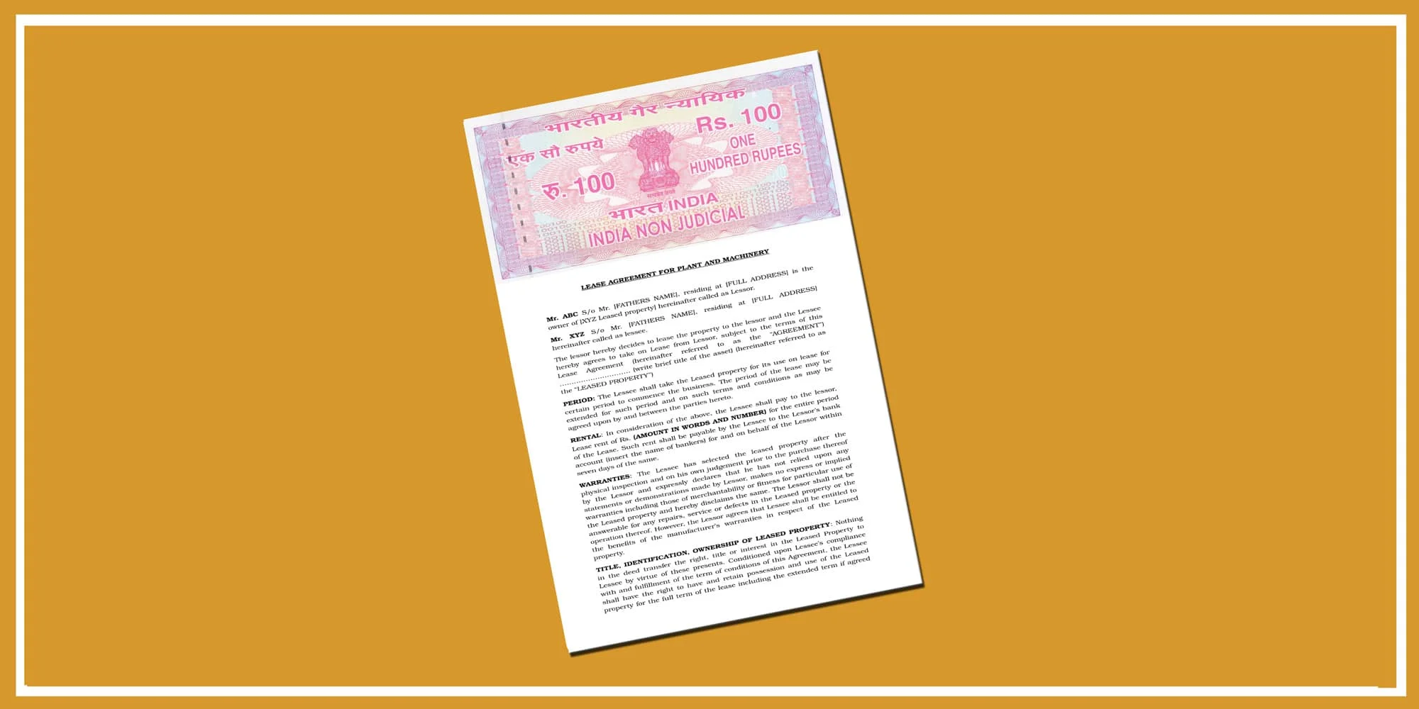 Sample Format of Lease Agreement India | Enterslice